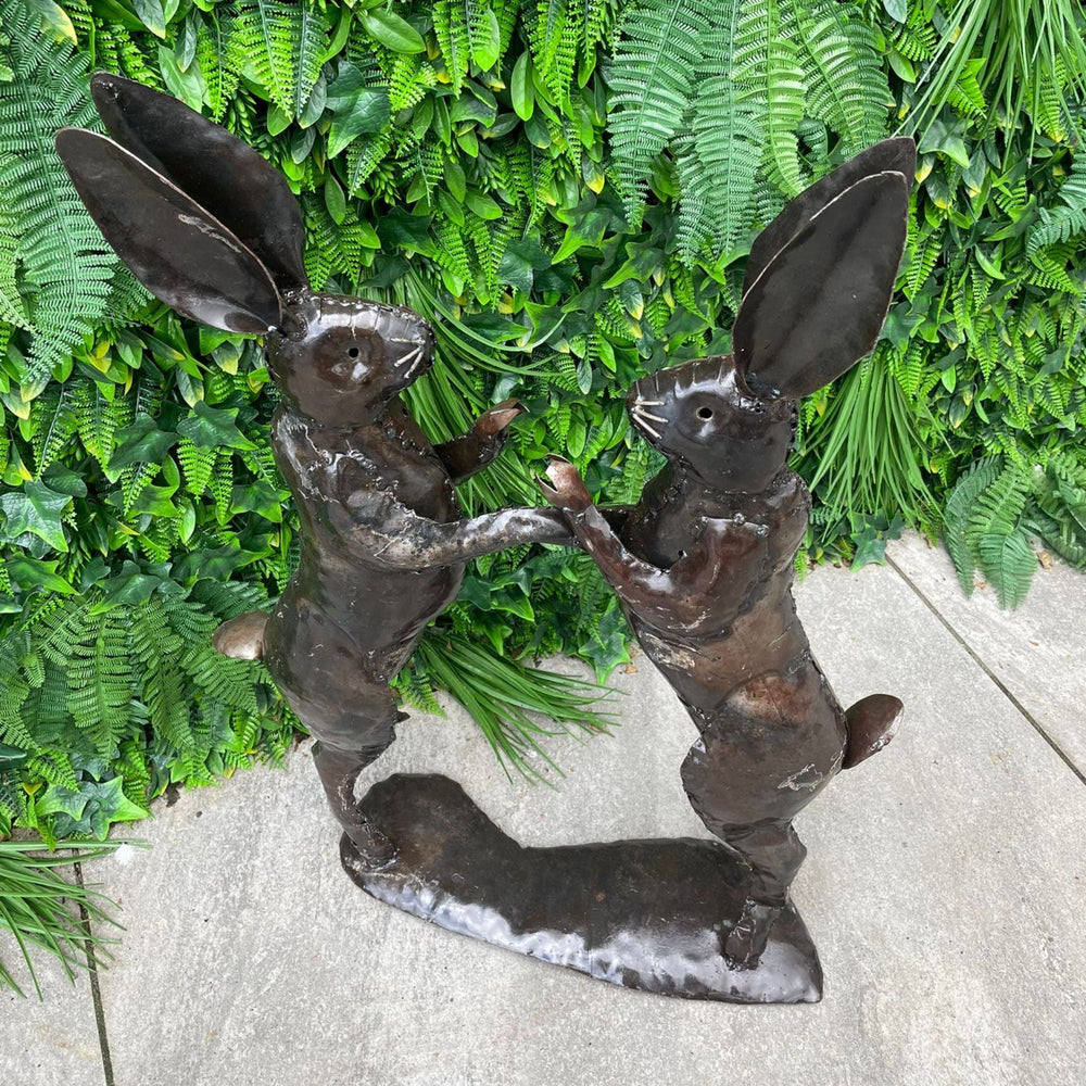 Boxing Hare Metal Sculpture