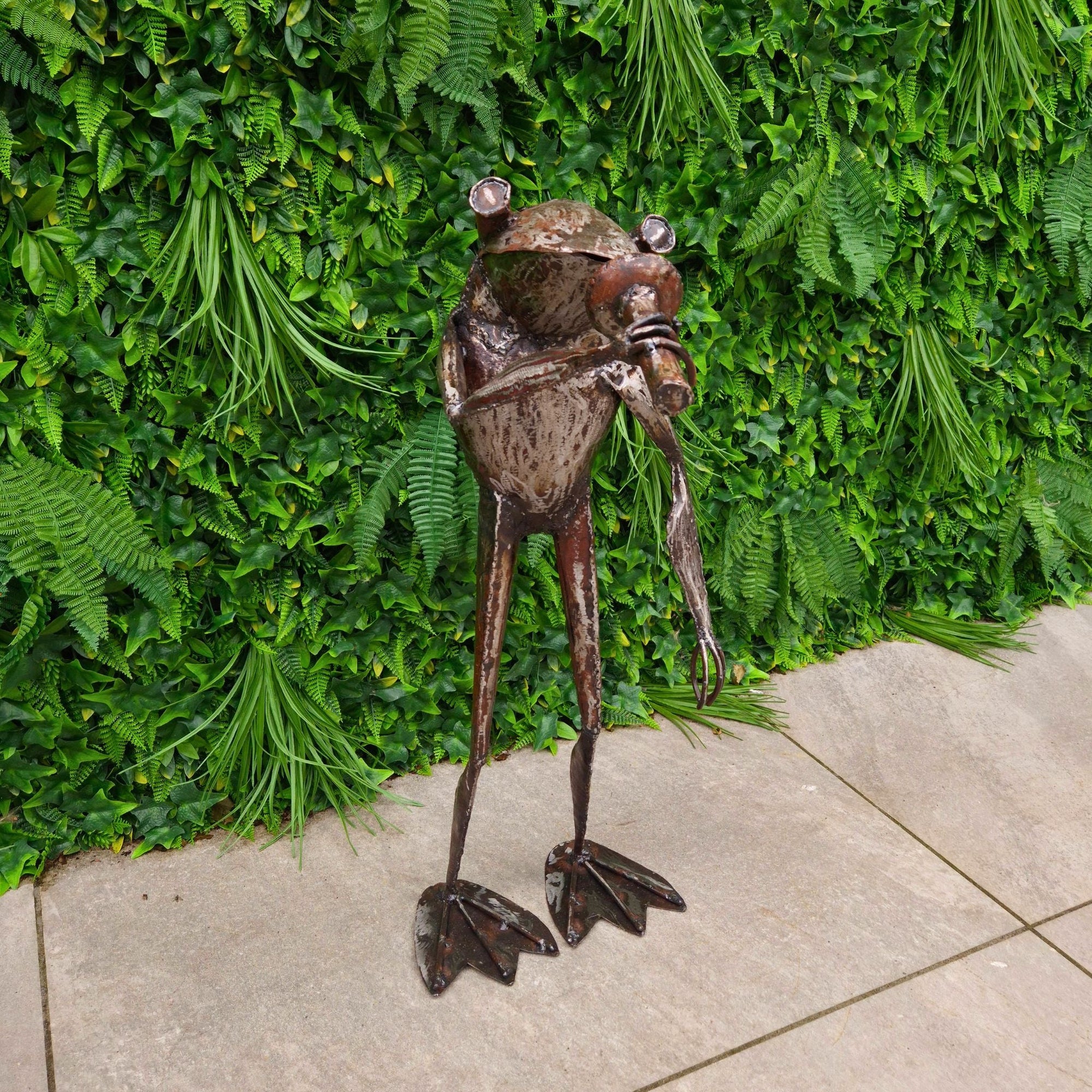 Microphone Frog Metal Sculptures