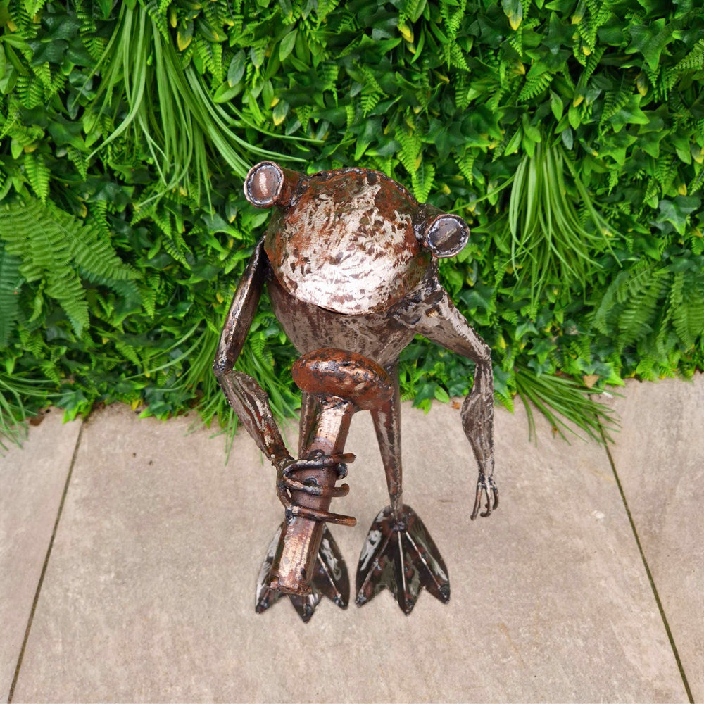 Microphone Frog Metal Sculptures