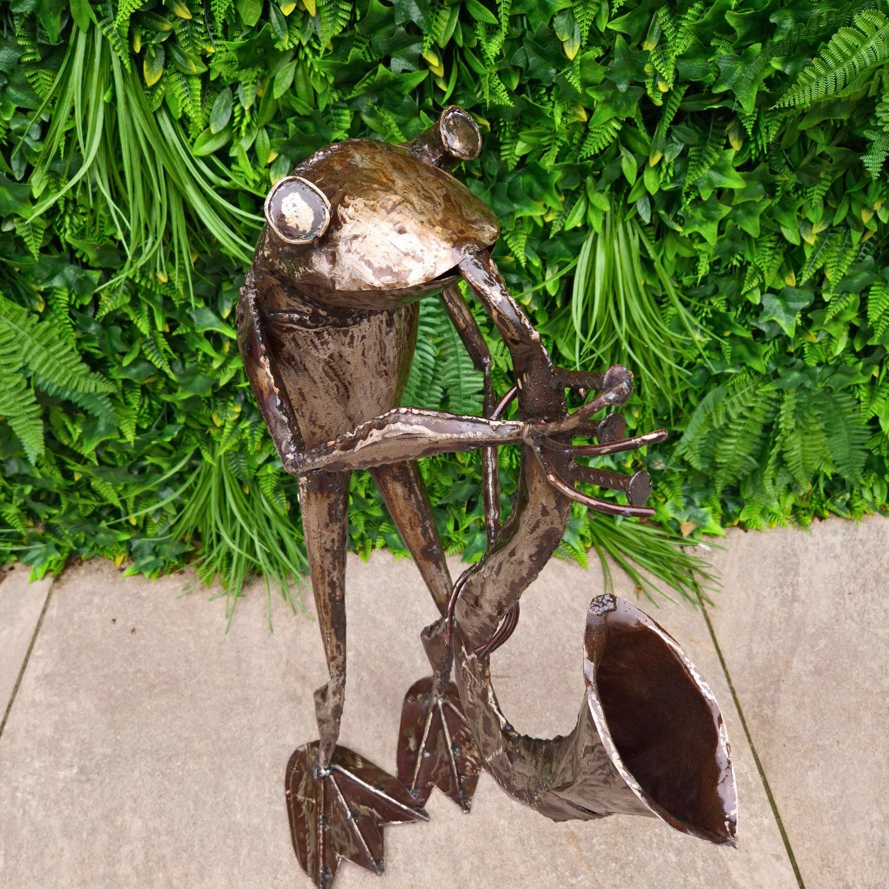 Microphone Frog Metal Sculptures