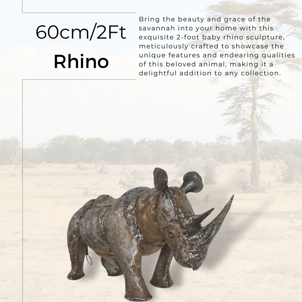 2ft Rhino Metal Sculpture