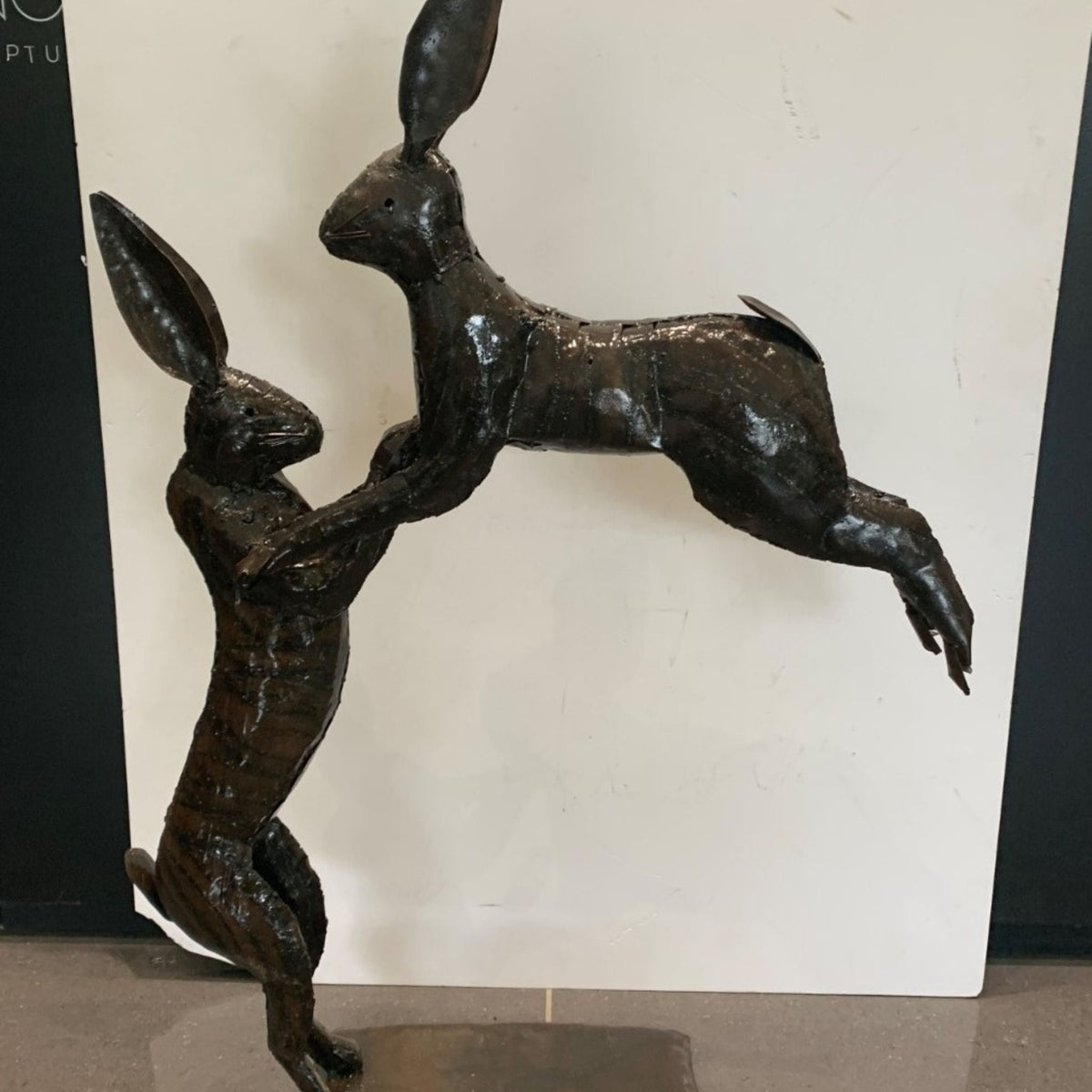 Boxing Hare Metal Sculpture