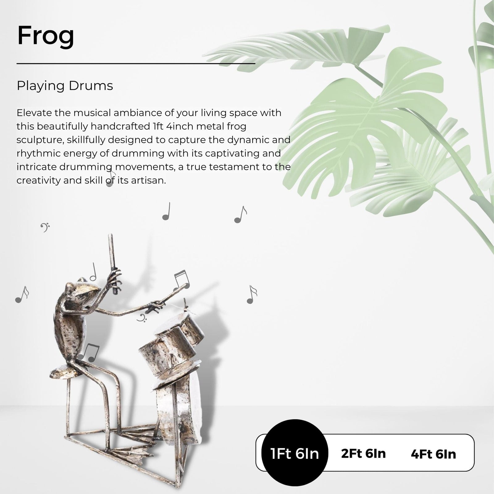 Drummer Frog Metal Sculptures