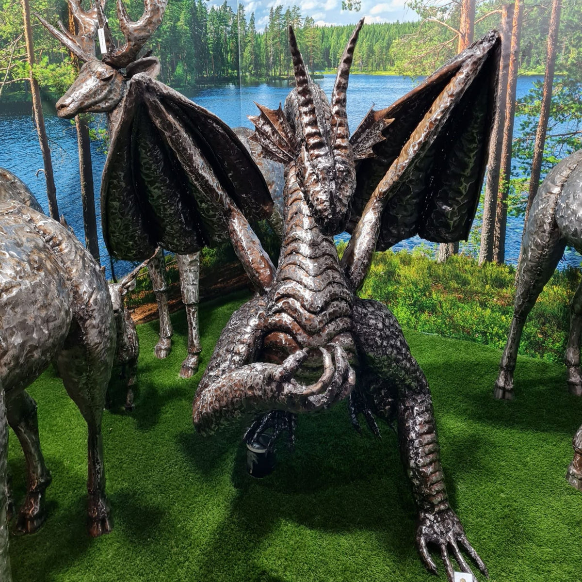 Medieval Dragon Metal Sculpture