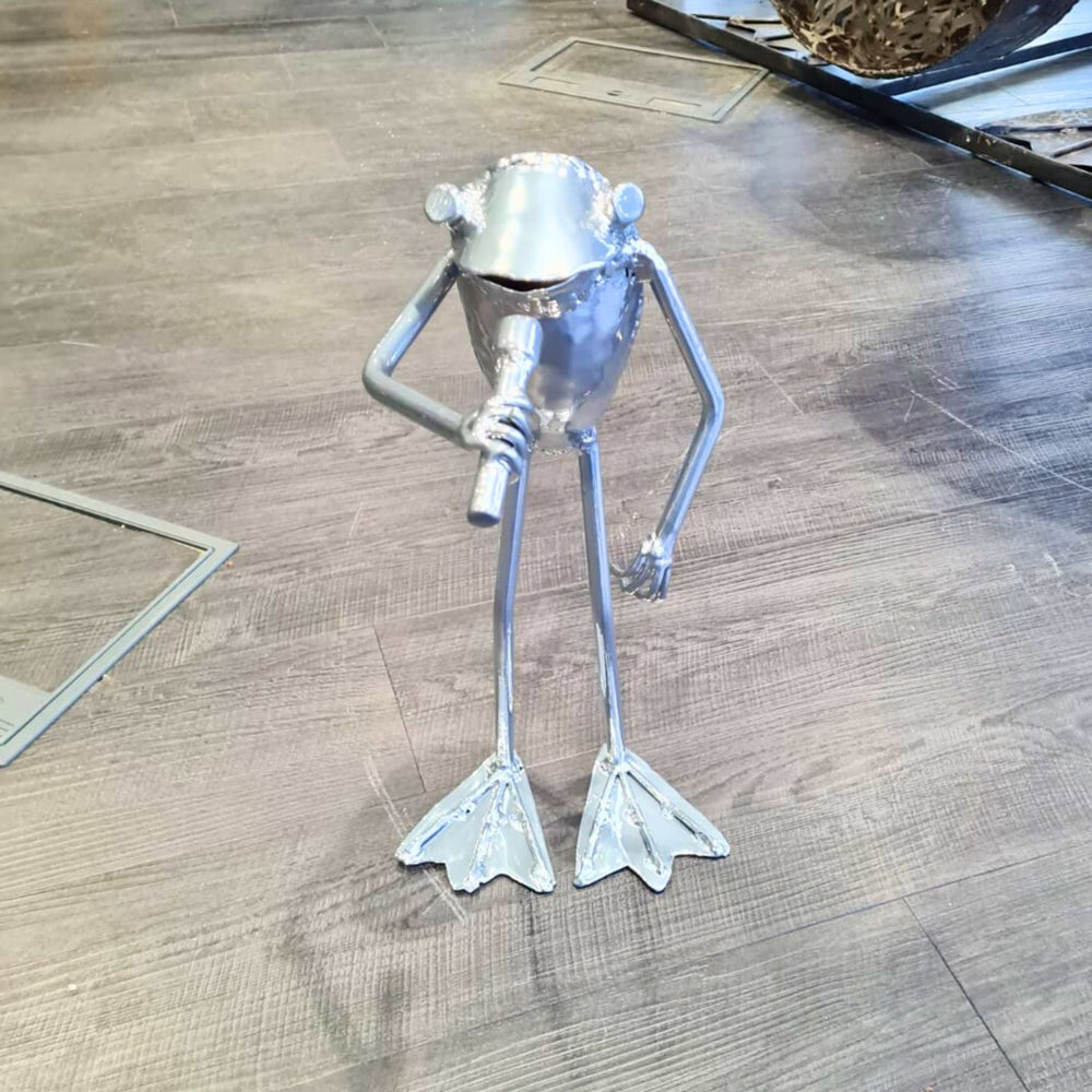 Microphone Frog Metal Sculptures