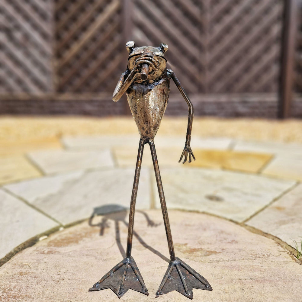 Microphone Frog Metal Sculptures