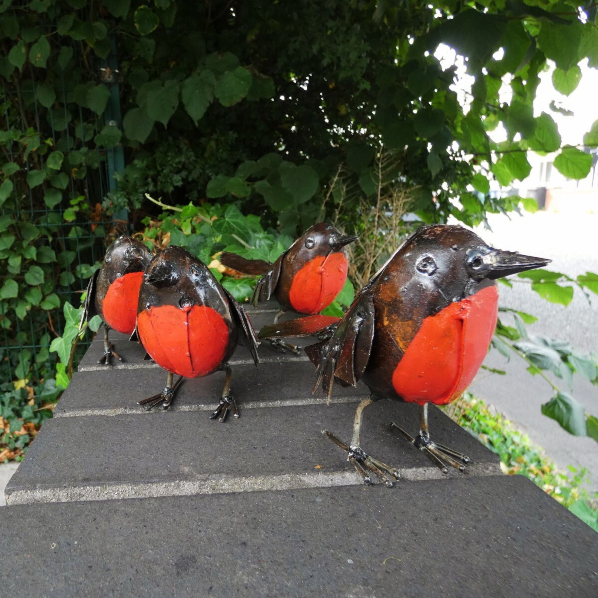 Painted Robin Metal Sculpture