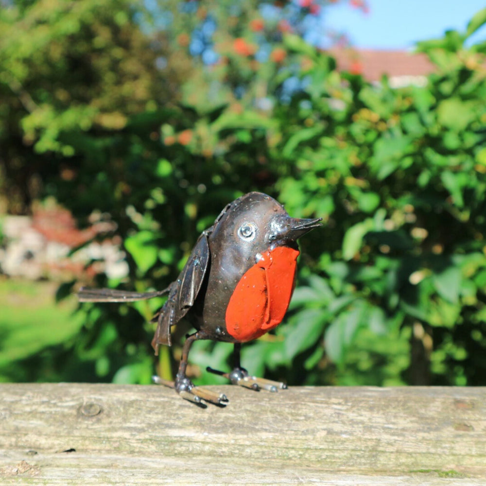 Painted Robin Metal Sculpture