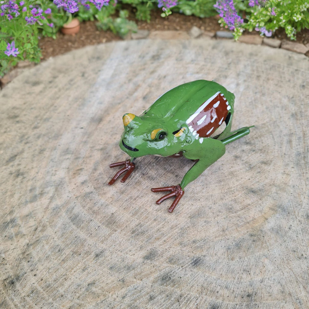 Painted Toad Metal Sculpture